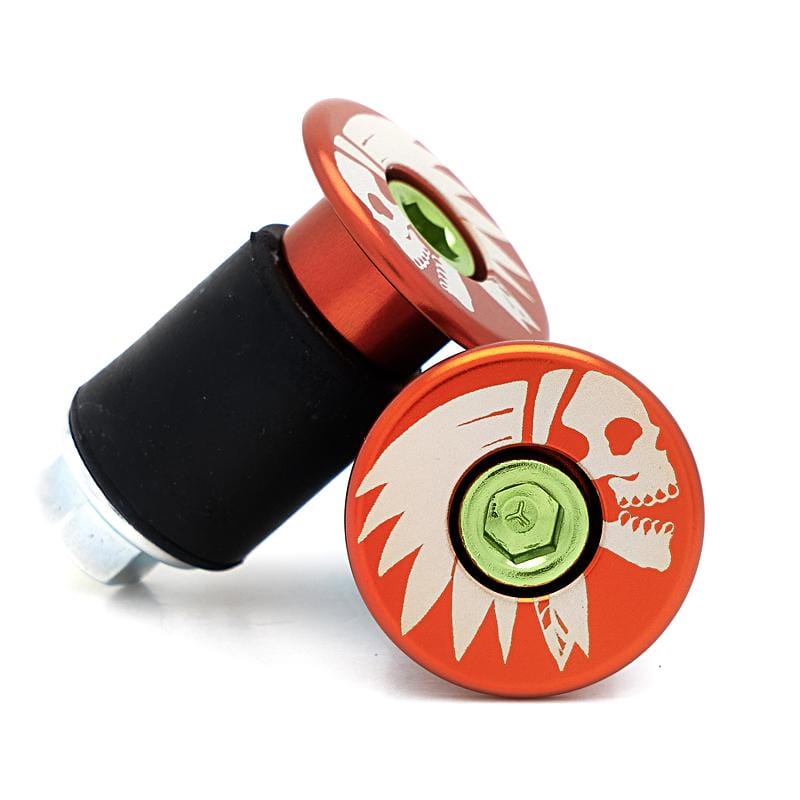 Chieftain Skull Bicycle Bar End Plug Set by KustomCaps - KUSTOM VENTURES